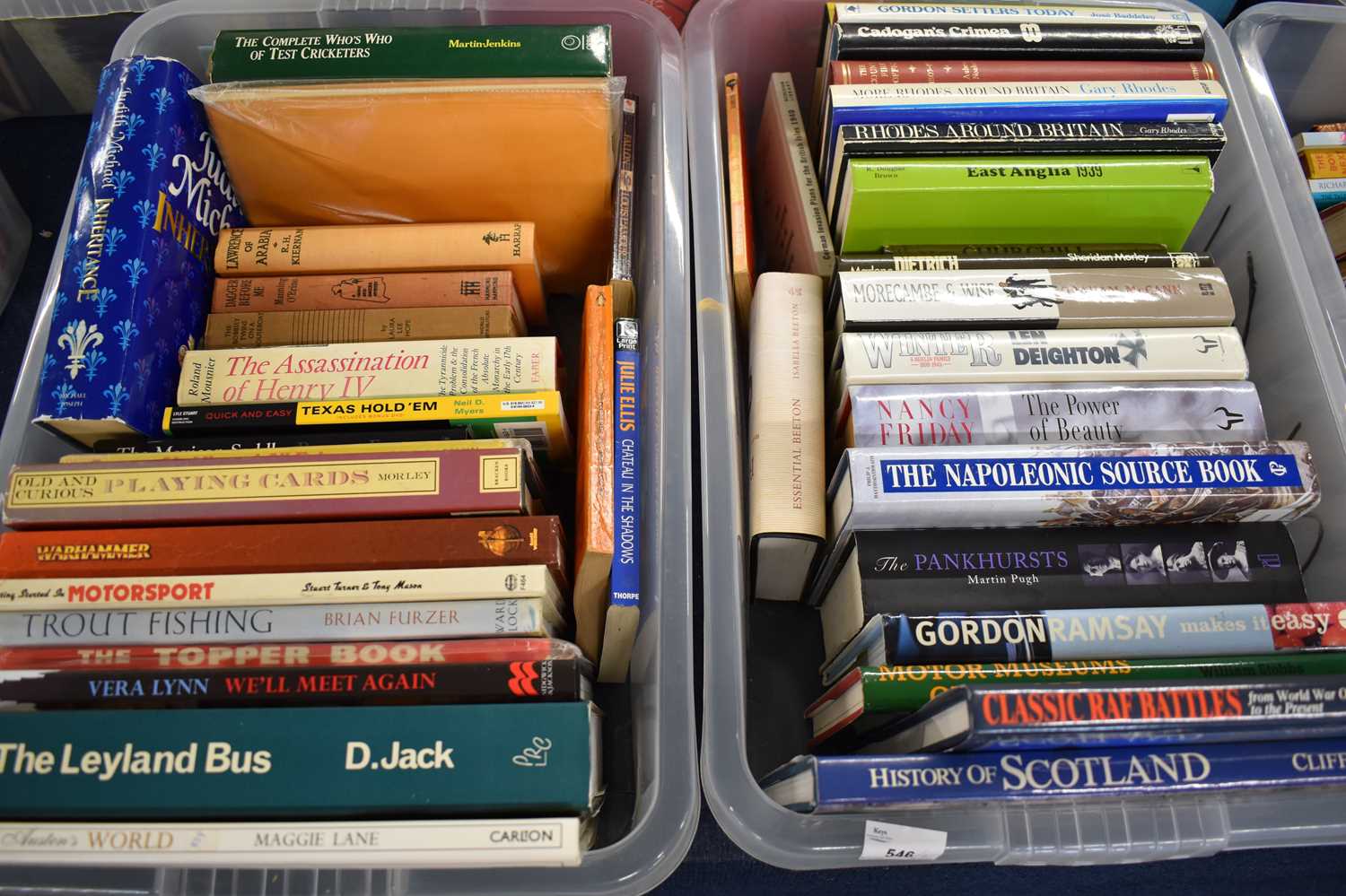 Lot 546 - Two boxes of books including motor interest,