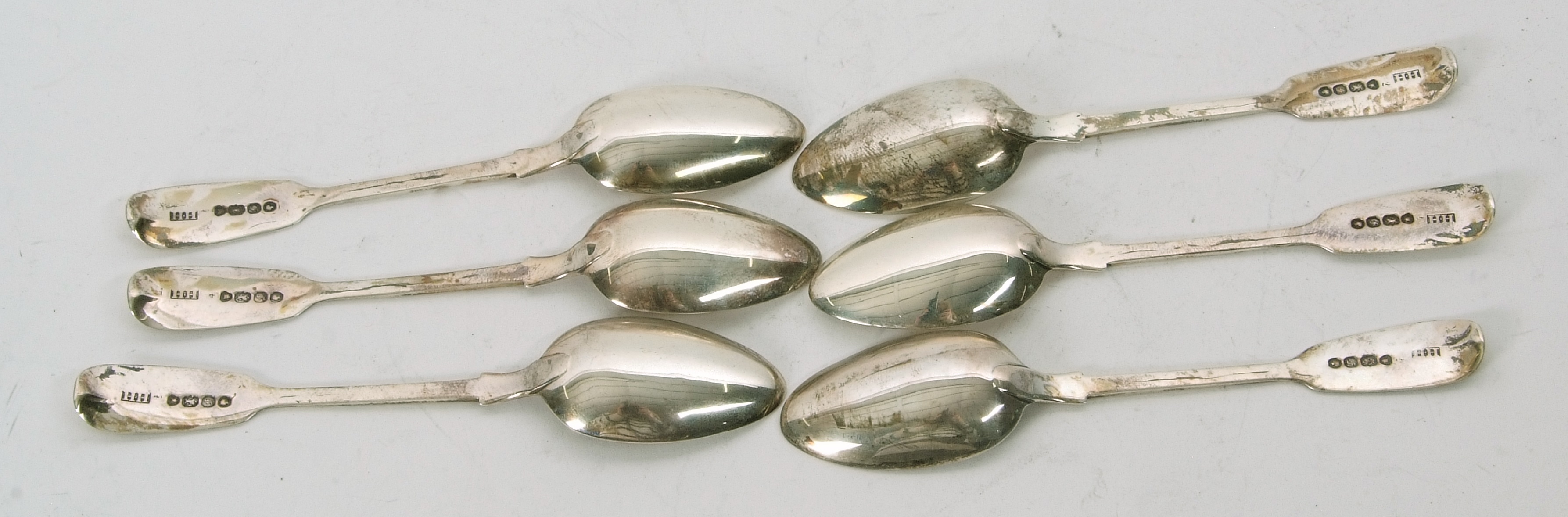Lot 108 - A set of six Victorian fiddle pattern