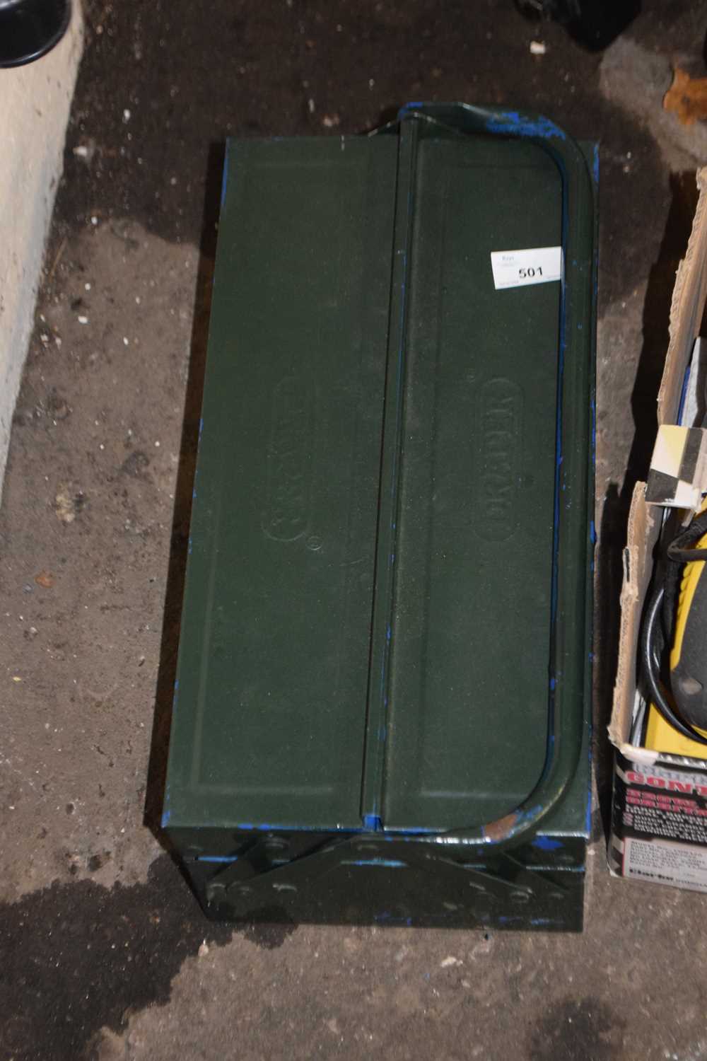 Lot 501 - A green Draper metal toolbox and a quantity