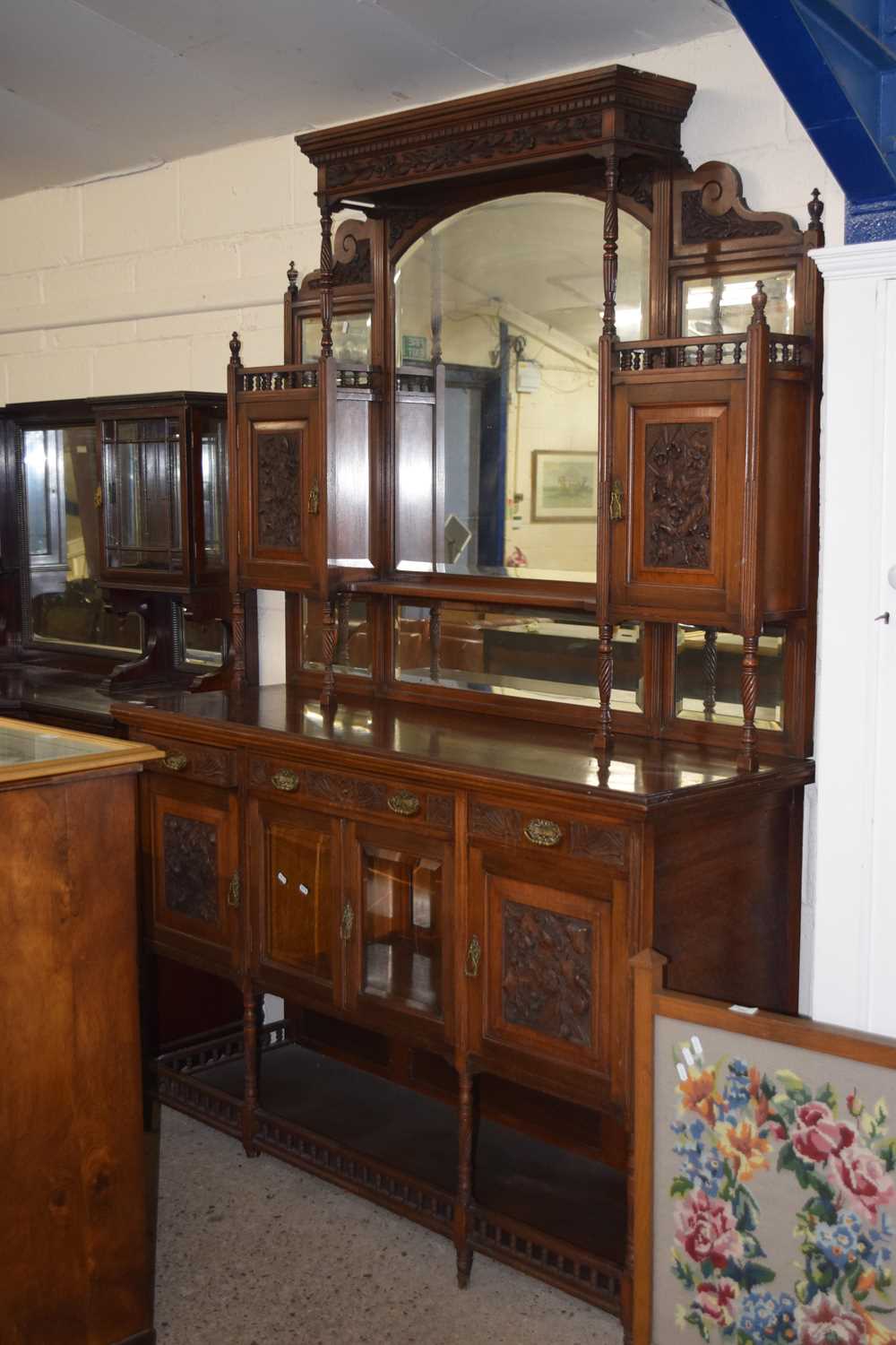 Lot 246 - Late Victorian walnut mirror back side