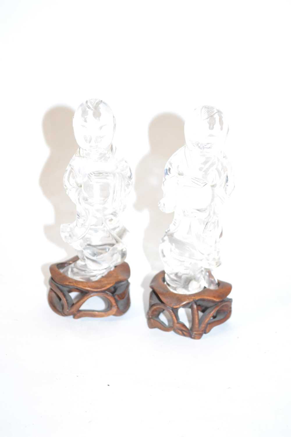 Lot 220 - Two glass models of Chinese figures on