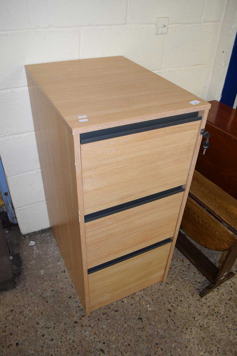 Lot 431 - LIGHT WOOD FINISH THREE DRAWER OFFICE FILING