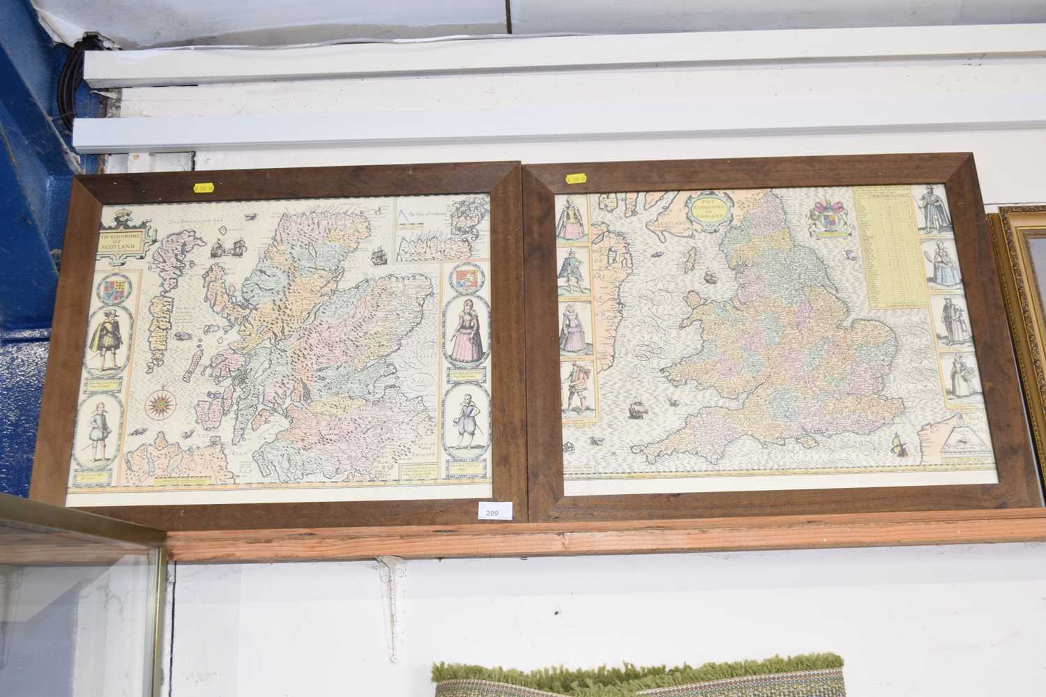Lot 209 - Set of four reproduction coloured maps of