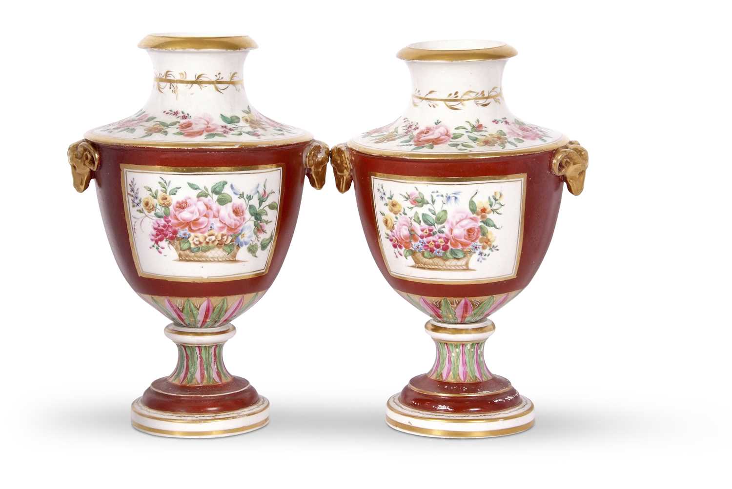 Lot 160 - Pair of 19th Century English porcelain vases