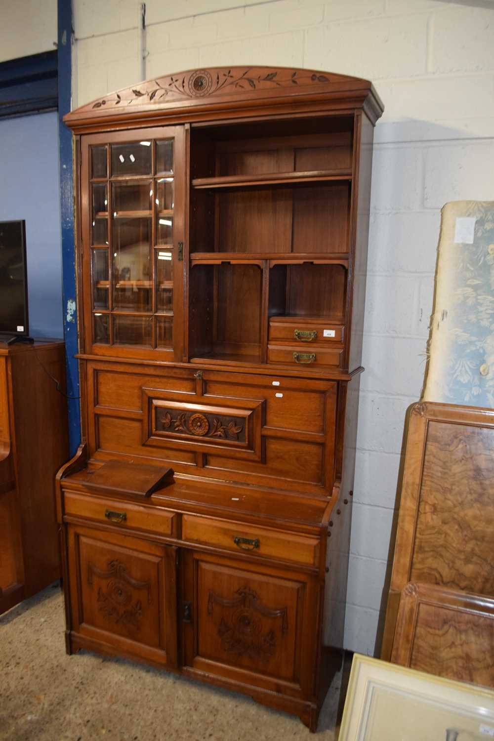 Lot 408 - Late Victorian American walnut secretaire