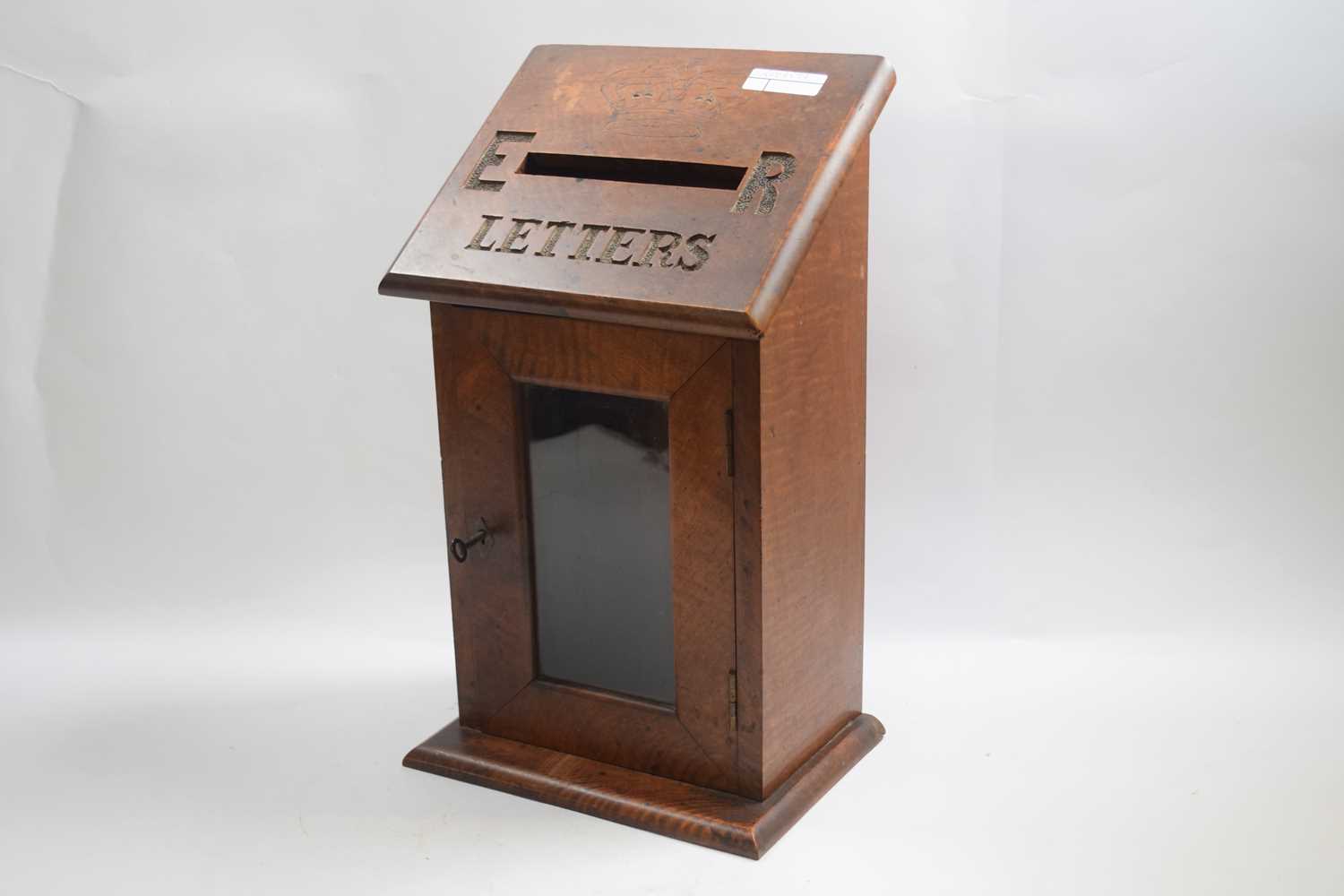 Lot 326 - Wooden letter box with incised royal cypher