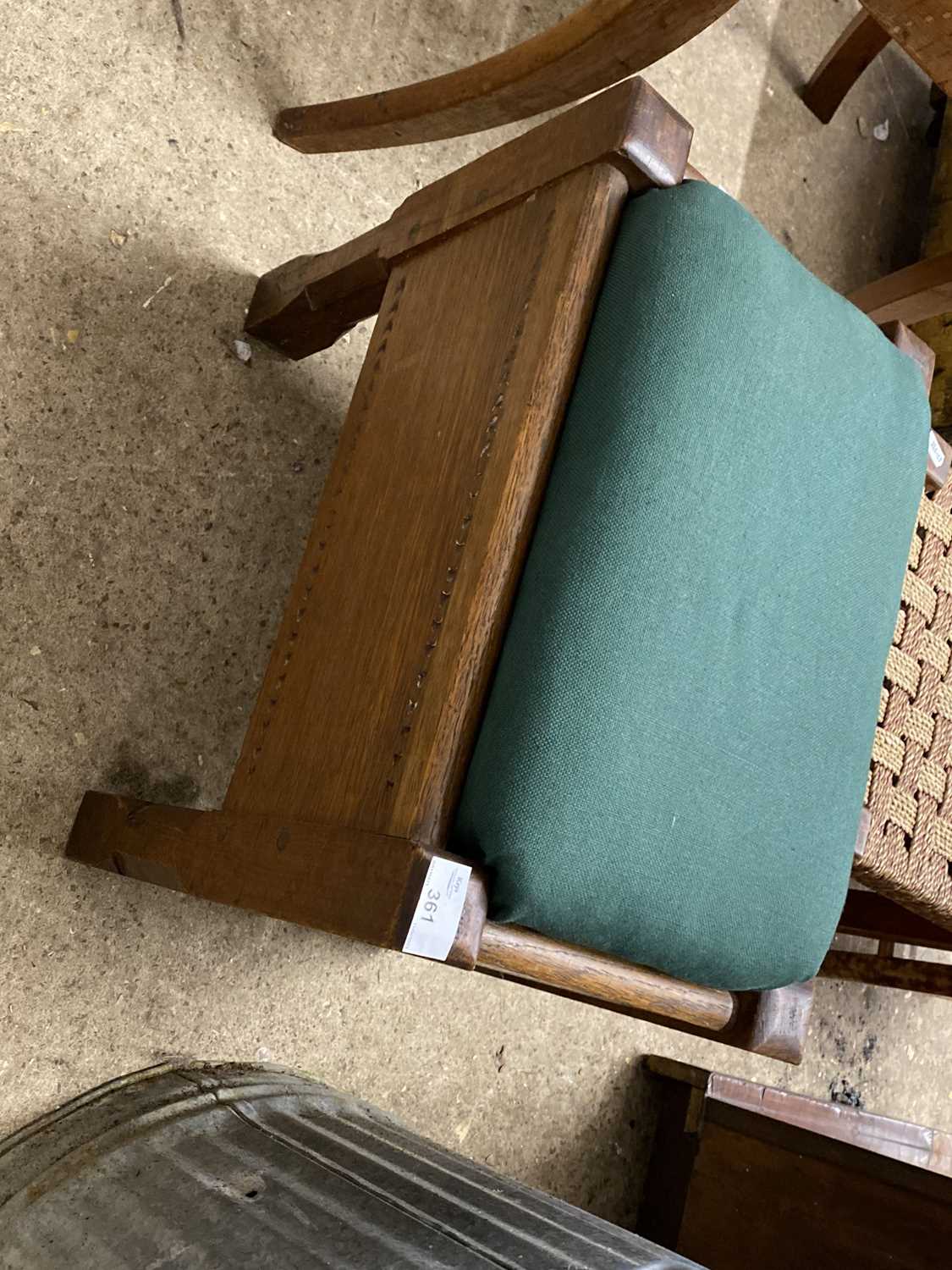 Lot 361 - Small green upholstered oak stool